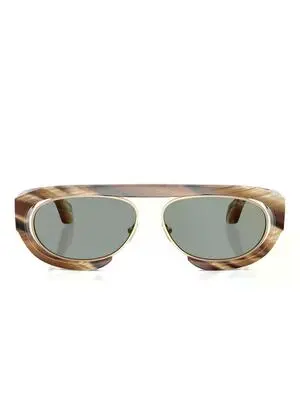 Giorgio Armani Horn-effect Geometric Sunglasses - Brown