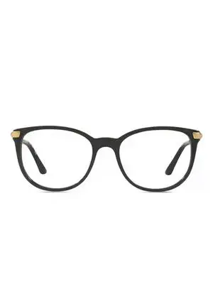 Burberry Check-print Detail Round-frame Glasses - Black