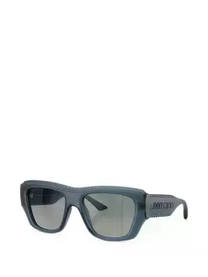 JIMMY CHOO Logo-print Rectangle-frame Sunglasses - Blue