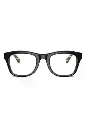 Giorgio Armani Striped Rectangle Glasses - Black