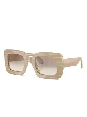 Giorgio Armani Striped Oversized-frame Sunglasses - Neutrals
