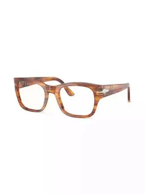 Persol Stripe Detailing Square Frame Glasses - Brown