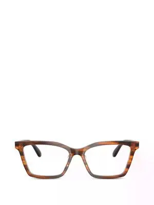 Emporio Armani Striped Rectangle-frame Glasses - Black