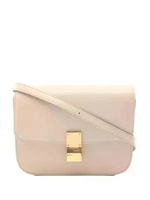 Celine 2000-2026 Medium Calfskin Classic Box Crossbody Bag - Neutrals