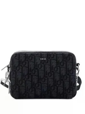 Dior Double Zip Pouch Oblique Canvas Crossbody Bag