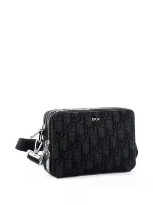 Dior Double Zip Pouch Oblique Canvas Crossbody Bag