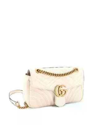 Gucci Gg Marmont Flap Bag Matelasse Leather Small Crossbody Bag - Neutrals