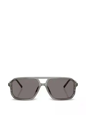 Dolce & Gabbana Striped Geometric-frame Sunglasses - Grey
