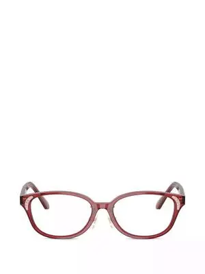 SWAROVSKI Crystal-embellished Oval-frame Glasses - Red