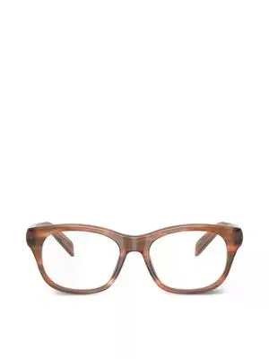 Prada Striped-effect Cat-eye Glasses - Brown