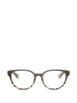 Burberry Check Round Glasses - Brown