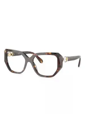 SWAROVSKI Sk2035 Crystal-embellished Geometric-frame Glasses - Brown