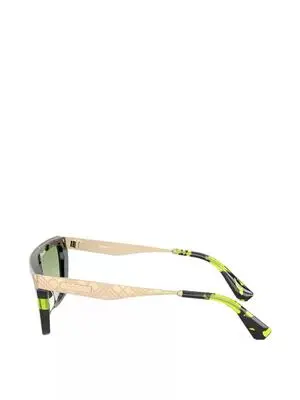 Burberry Check-engraved Shield-frame Sunglasses