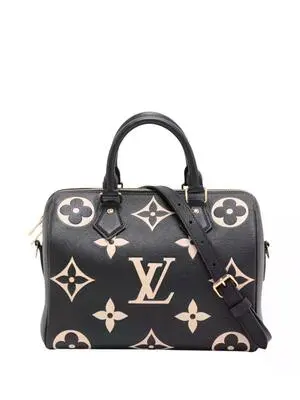 LOUIS VUITTON 2021-2026 Bicolor Monogram Empreinte Giant Speedy Bandouliere 25 Satchel - Black