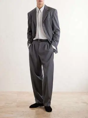 THE ROW Tavel Wide-leg Pleated Wool-fresco Trousers