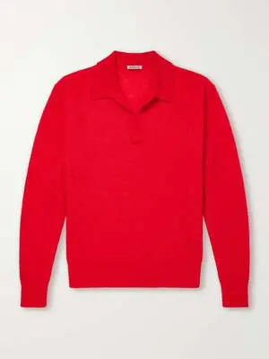 Auralee Alpaca-blend Polo Sweater - Red