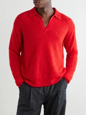 Auralee Baby Suri Alpaca Blend Polo Sweater - Red