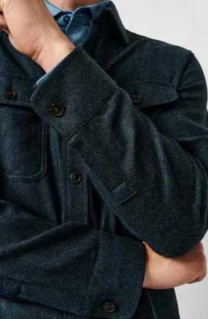 David Donahue Moore Wool Overshirt - Green