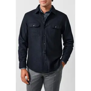 David Donahue Moore Wool Overshirt - Navy