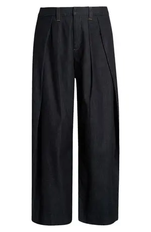 Wit & Wisdom Pleated Barrel Leg Denim Trousers - Indigo