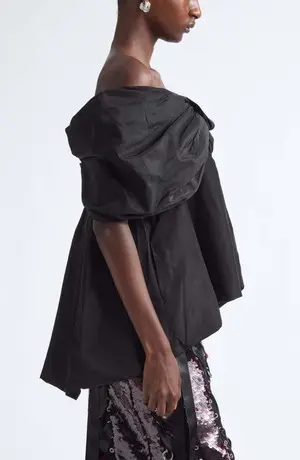 Simone Rocha Off-the-shoulder Gathered Bow Top - Black/black