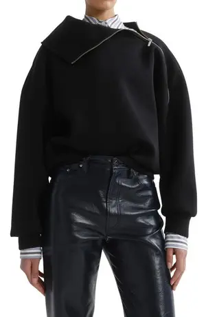 AGOLDE Coyle Asymmetrical Zip Sweatshirt - Black