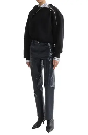 AGOLDE Coyle Asymmetrical Zip Sweatshirt - Black