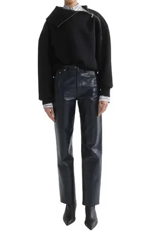 AGOLDE Coyle Asymmetrical Zip Sweatshirt - Black