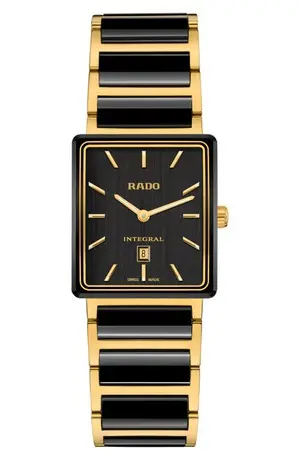 RADO Integral Ceramic Bracelet Watch - Black Vertical Brushed