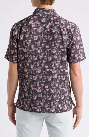 Tommy Bahama Bahama Coast Mai Tai-dye Short Sleeve Button-up Shirt - Licorice