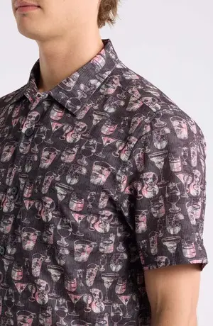 Tommy Bahama Bahama Coast Mai Tai-dye Short Sleeve Button-up Shirt - Licorice