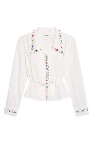 BODE Button Jar Embellished Cotton Shirt - White Multi