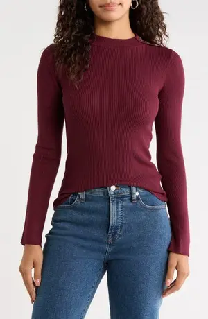 NOBODY'S CHILD Nobody's Child Ribbed Mock Neck Top