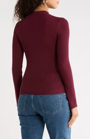 NOBODY'S CHILD Ribbed Mock Neck Top