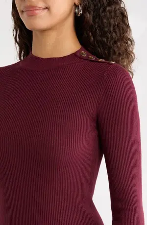 NOBODY'S CHILD Ribbed Mock Neck Top