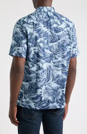 Tori Richard Gnarly Wave Print Camp Shirt