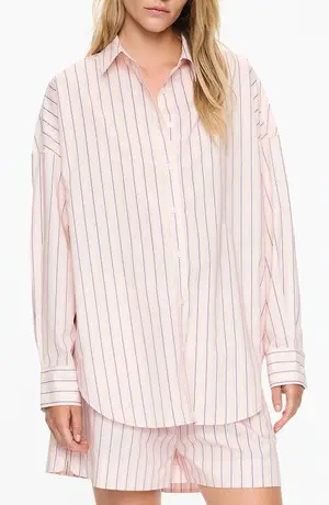 LMND Mara Stripe Organic Cotton Button-up Shirt