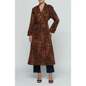 L'Agence Brinley Oversized Animal Print Trench Coat