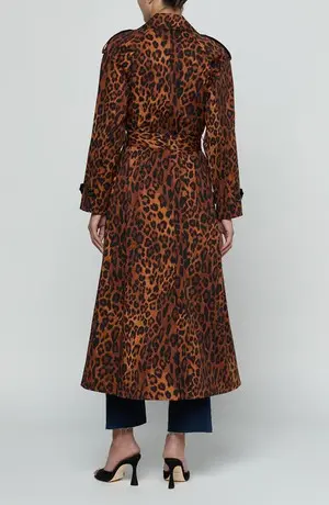 L'Agence Brinley Oversized Animal Print Trench Coat