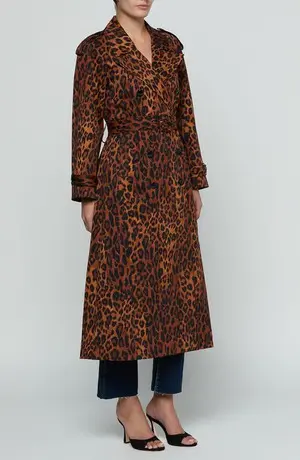 L'Agence Brinley Oversized Animal Print Trench Coat