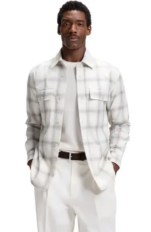 BOSS Trim Fit Check Button Front Shirt