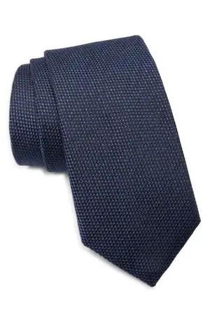 Nordstrom Nordstrom Banyan Solid Silk Jacquard Tie Dark Navy