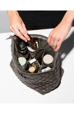 Mz Wallace Large Zoey Quilted Nylon Cosmetics Case