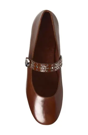 Tory Burch Romy Studded Mary Jane Flat - Cognac