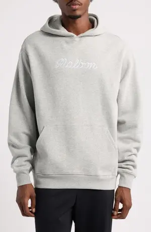 MALBON Relaxed Fit Cotton Hoodie - Heather Grey