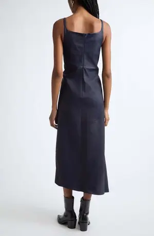 Rabanne Leather Snap Ruched Dress