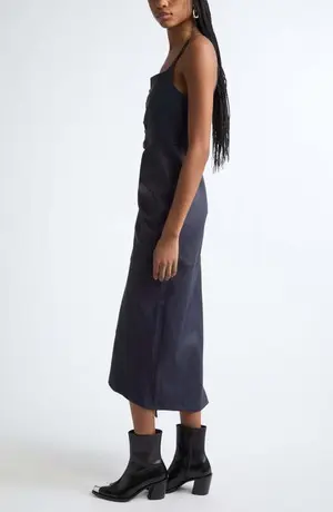 Rabanne Leather Snap Ruched Dress