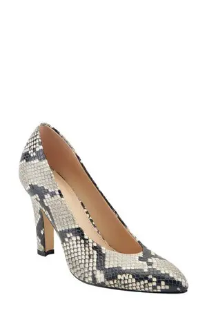 Marc Fisher Mllianne Pointed Toe Block Heel Pumps - White Multi