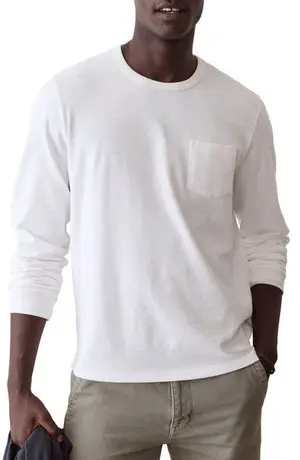 Marine Layer Luxe Slub Long Sleeve Pocket T-shirt - White