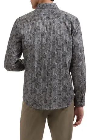 Bugatchi Julian Shaped Long Sleeve Button Up Shirt - Cement